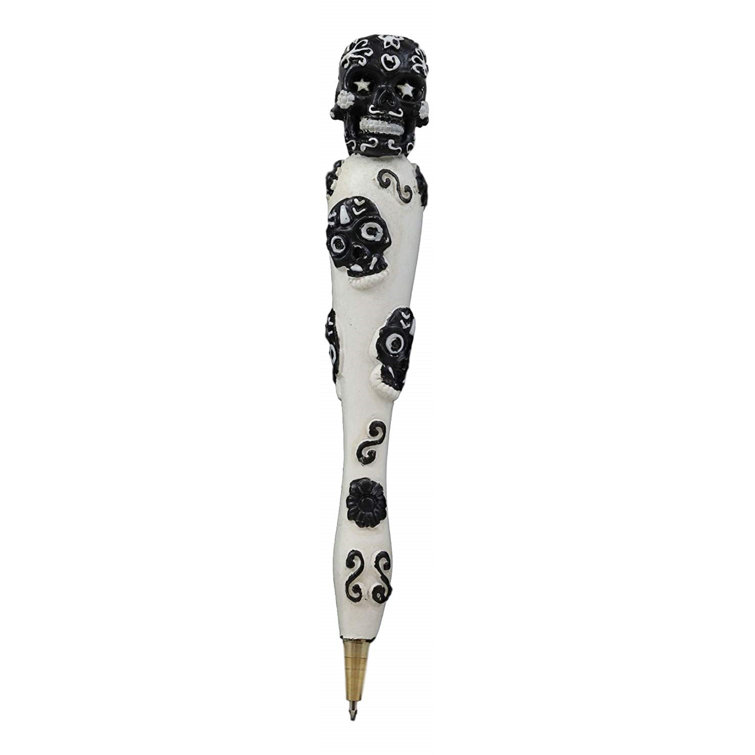 The Holiday Aisle Colourful Dias De Los Muertos Day Of The Dead Sugar Skull Pen Set Of 3 Ossuary ...